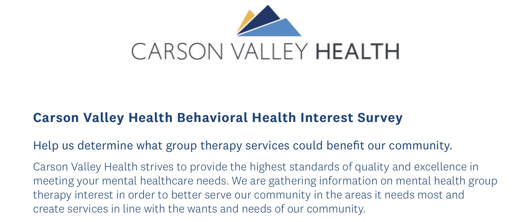 Carson Valley Health seeking feedback on mental health | Serving Minden ...
