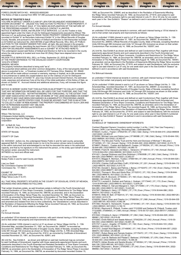 Douglas County legal - 36389 | Serving Minden-Gardnerville and Carson Valley