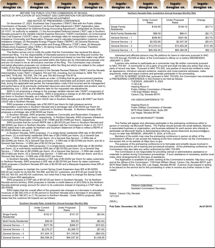 Douglas County legal - 39141 | Serving Minden-Gardnerville and Carson Valley