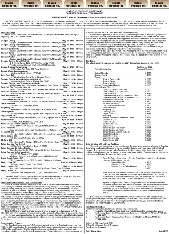 Douglas County legal - 42955 | Serving Minden-Gardnerville and Carson Valley