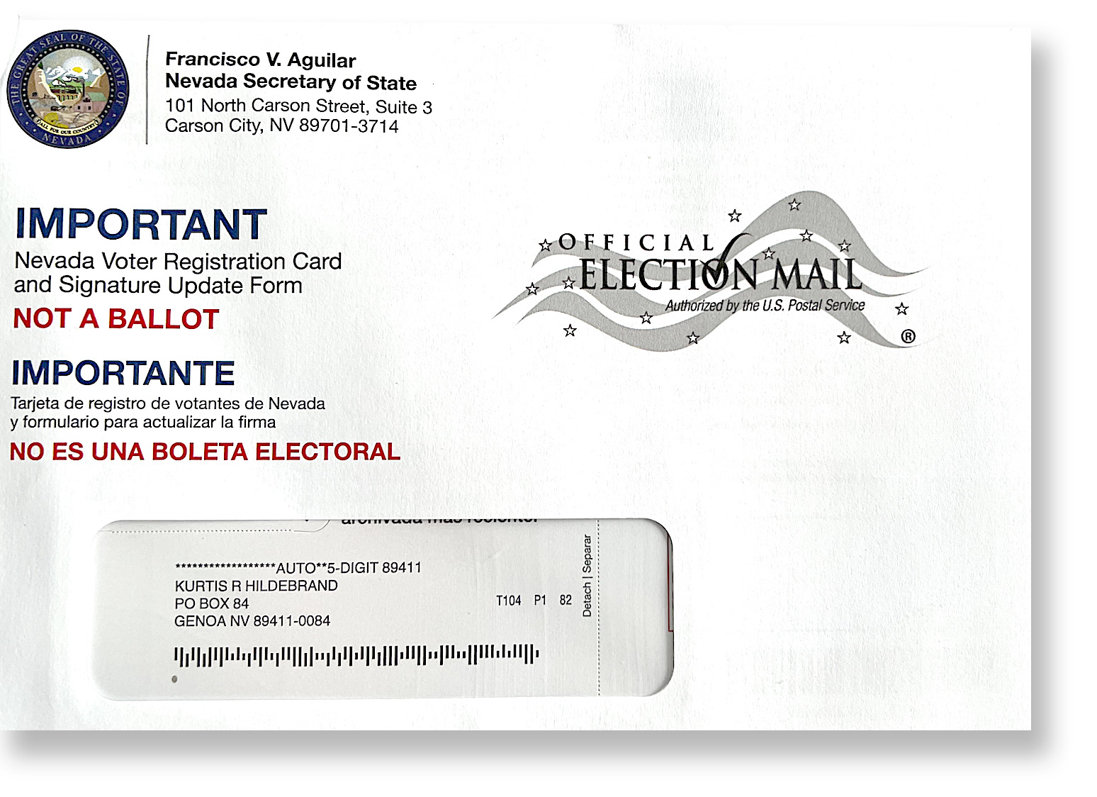 Mailer from state elections officer raises concerns | Serving Minden ...