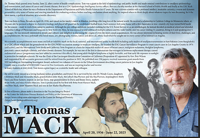 Obituary for Dr. Thomas Mack | Serving Carson City for over 160 years