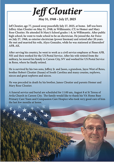 Obituary for Jeff Cloutier | Nevada Appeal: Carson City's Trusted News ...