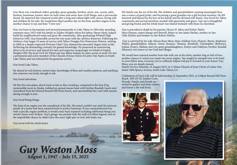 Obituary for Guy Weston Moss | Serving Minden-Gardnerville and Carson ...